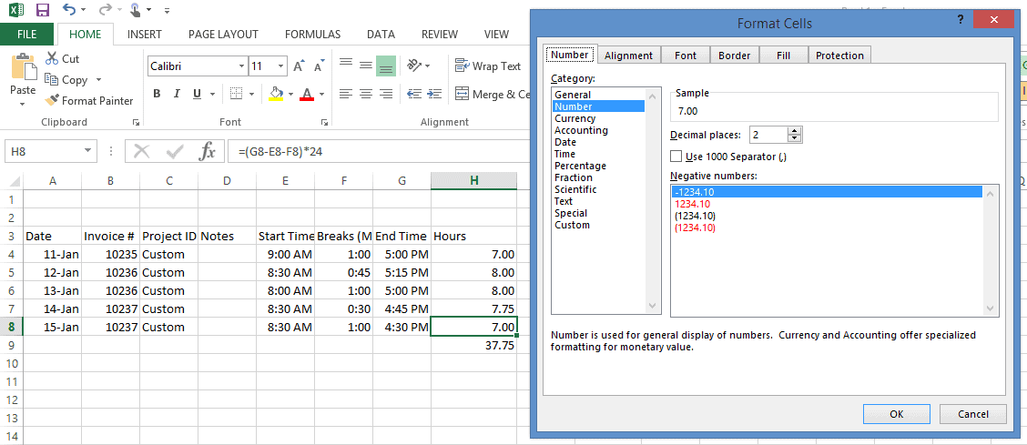 Adding Hours In Microsoft Excel AcctVantage ERP
