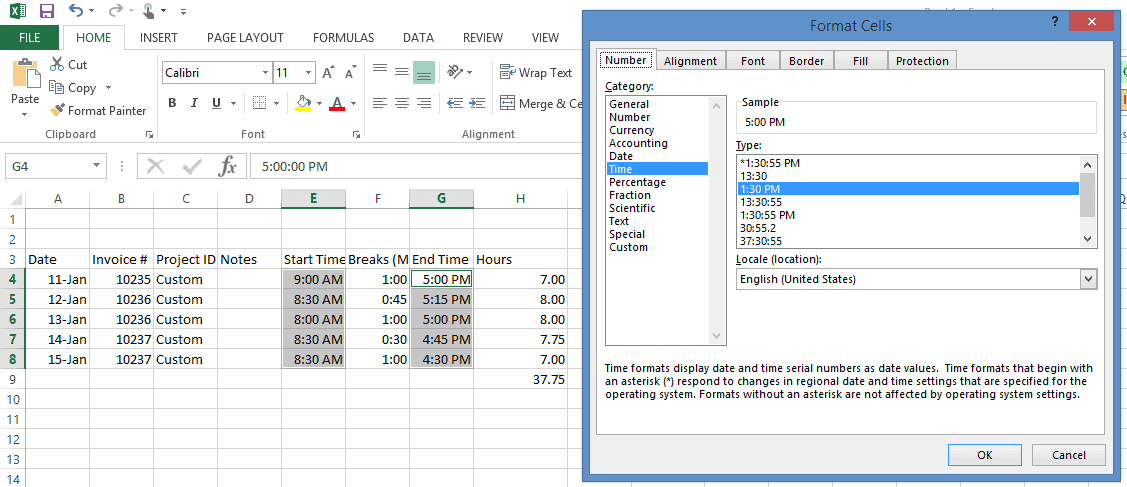 Adding Hours In Microsoft Excel AcctVantage ERP