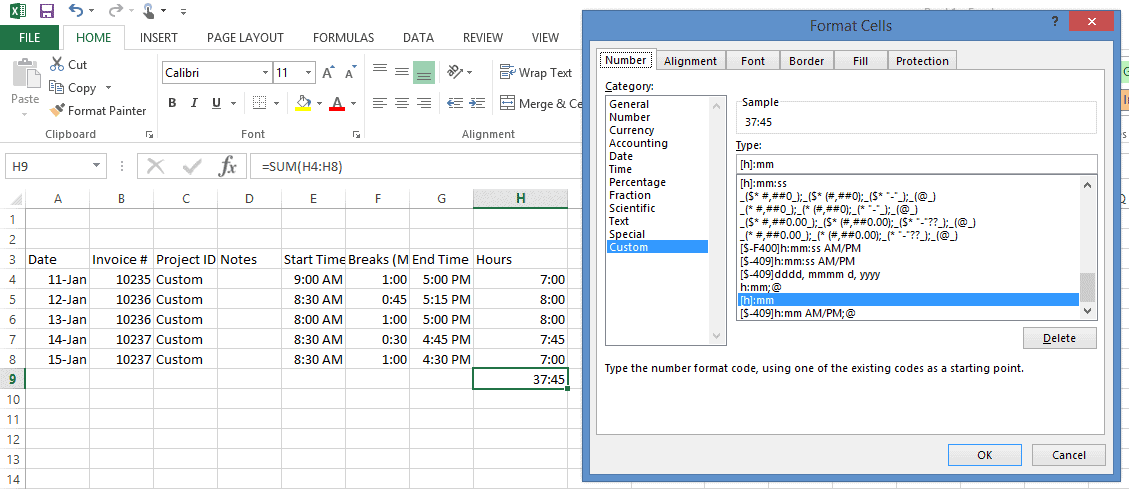 Excel Hours Snip - Method 1 - ERP Accounting Software for Mac and PC ...